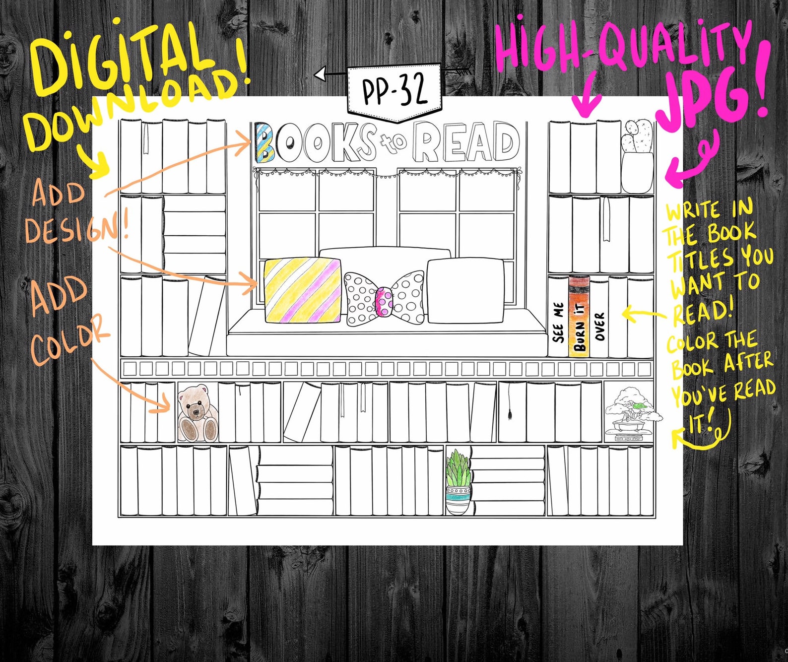 Printable Book Shelf Planner Page - Book Shelf - Printable Page ...