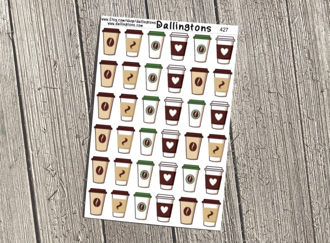 Coffees (#427) - Tiny Stickers for Books and Planners - Etsy