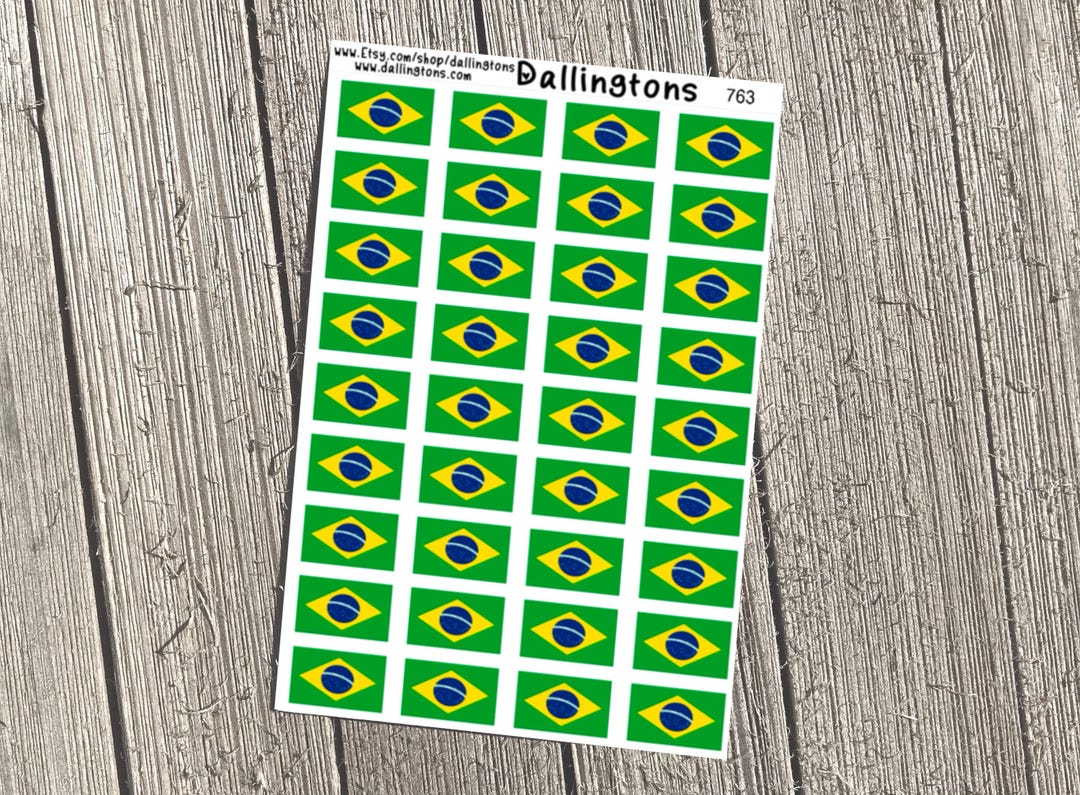 Brazil Flag (#763) - Tiny Stickers for Books and Planners - Etsy