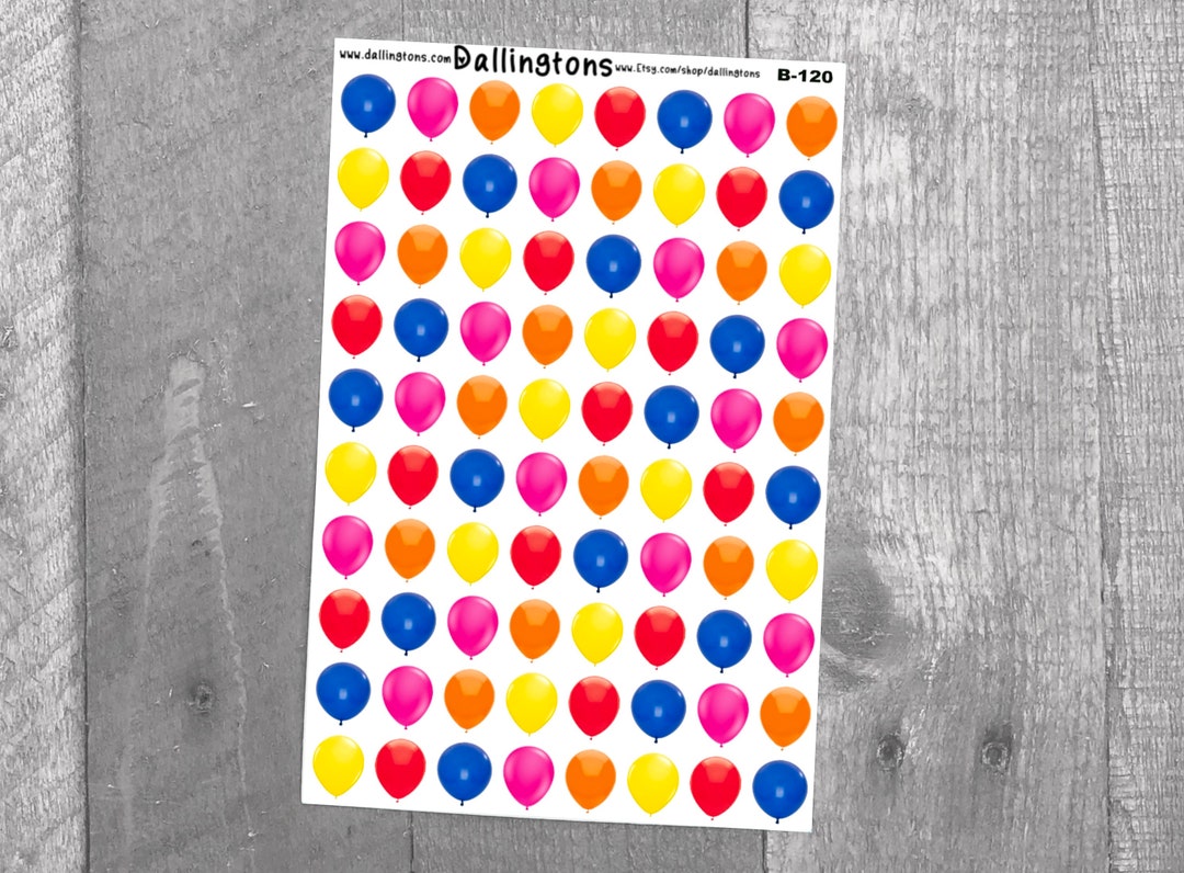 Colorful Balloons (B-120) - Stickers for Books and Planners, Sticker ...