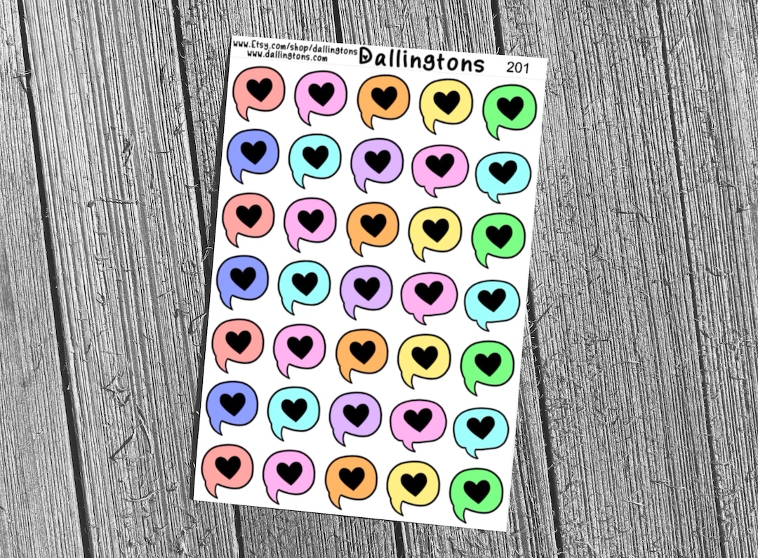 Heart Speech Bubble (#201) - Stickers for Books, Scrapbooks, Planners ...