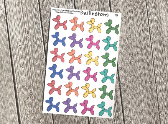 Colorful Balloon Animals 79 Tiny Stickers for Books and | Etsy
