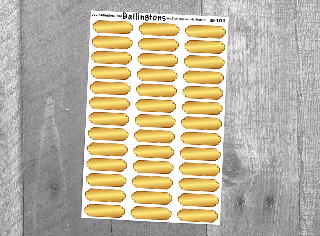 Gold Plaques (B-101) - Stickers for Books and Planners, Sticker Sheets ...