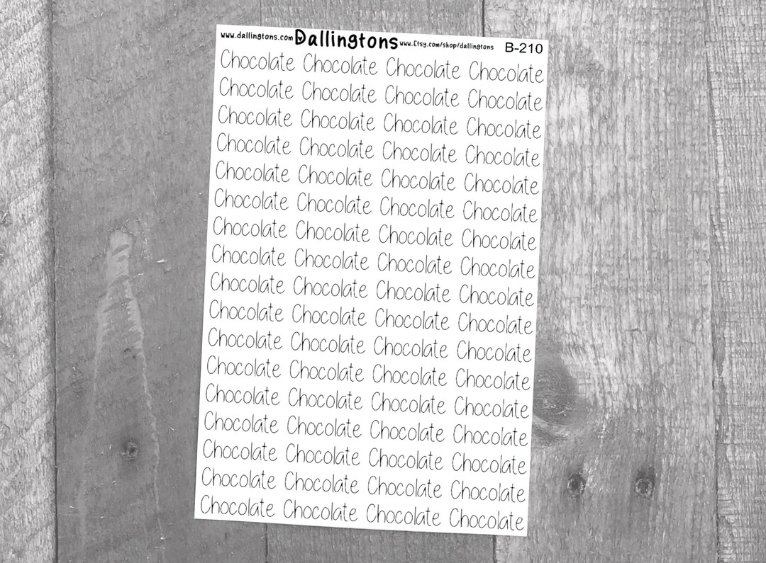 Chocolate (B-210) - Stickers for Books and Planners, Sticker Sheets ...