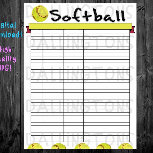 Softball Schedule Template - Etsy