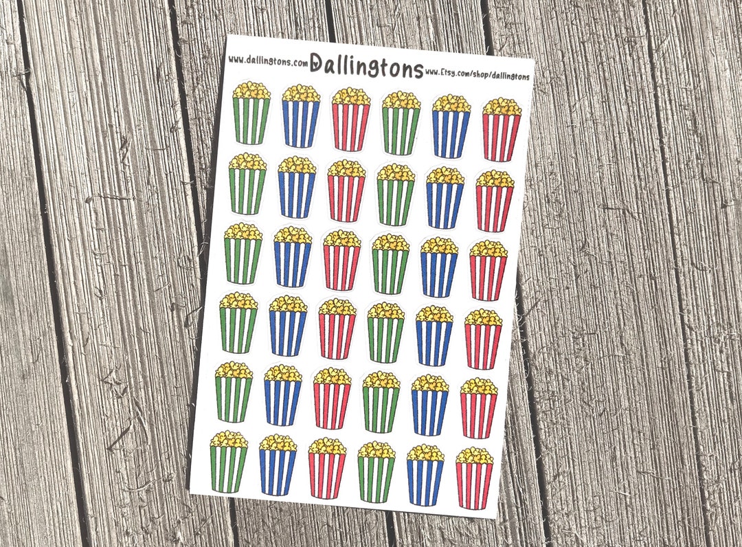 Colorful Popcorn (#51) - Tiny Stickers for Books and Planners - Etsy