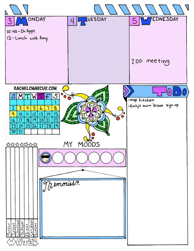 Printable Weekly Planner Pages Layout - Weekly Spread - Planner ...