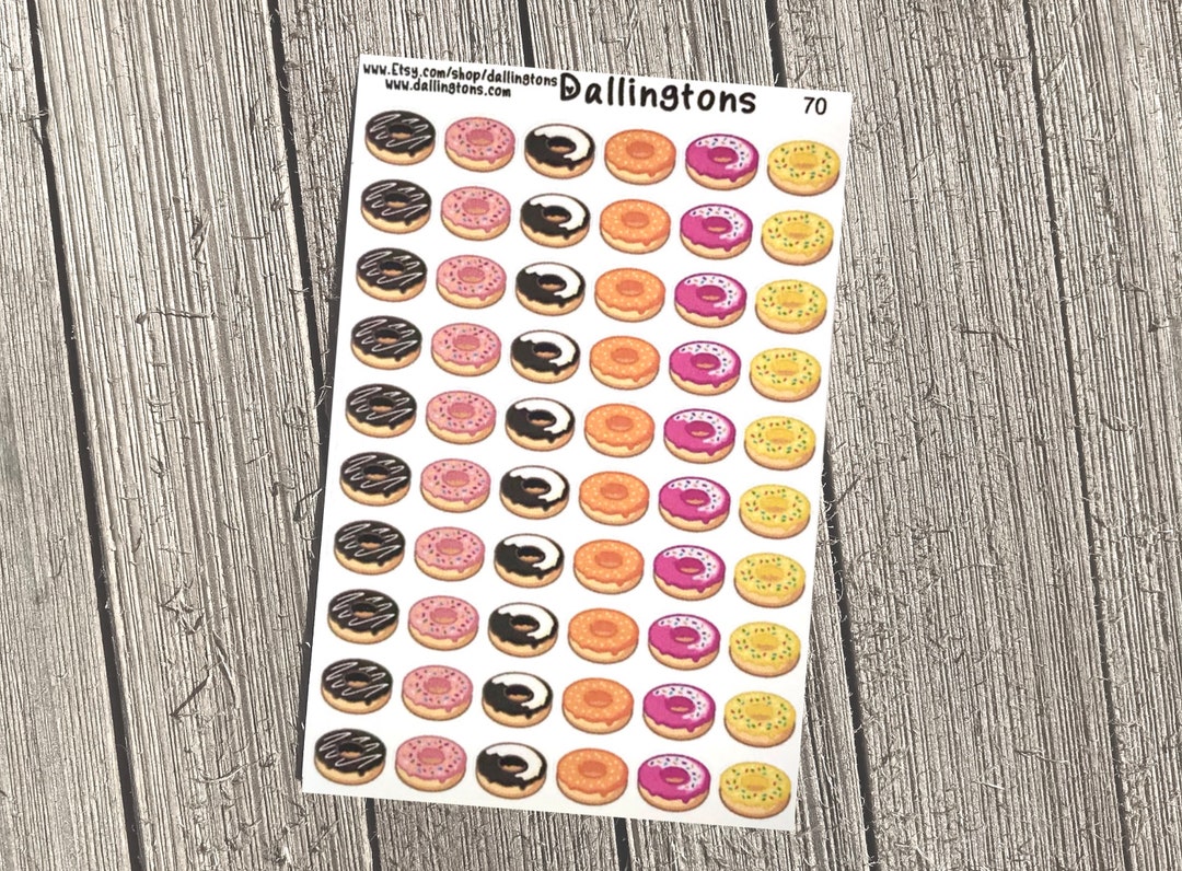 Donuts Stickers (#70) - Tiny Kiss Cut Matte Stickers for Journals and ...