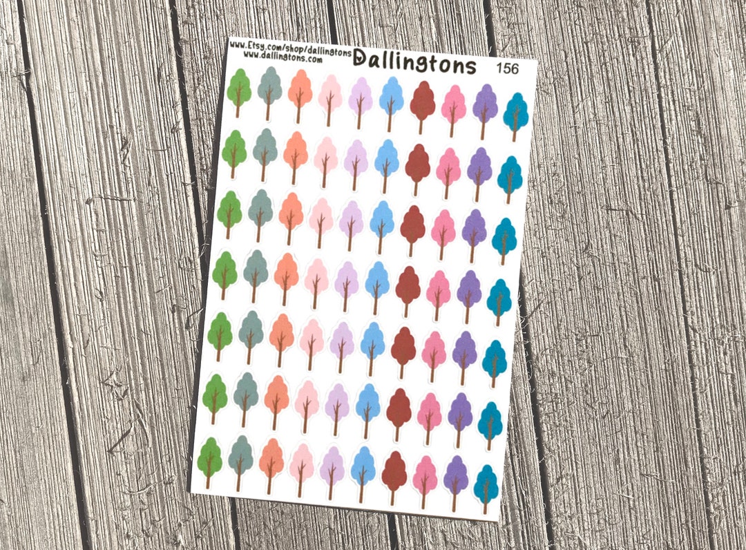 Colorful Trees (#156) - Tiny Stickers for Books and Planners - Etsy
