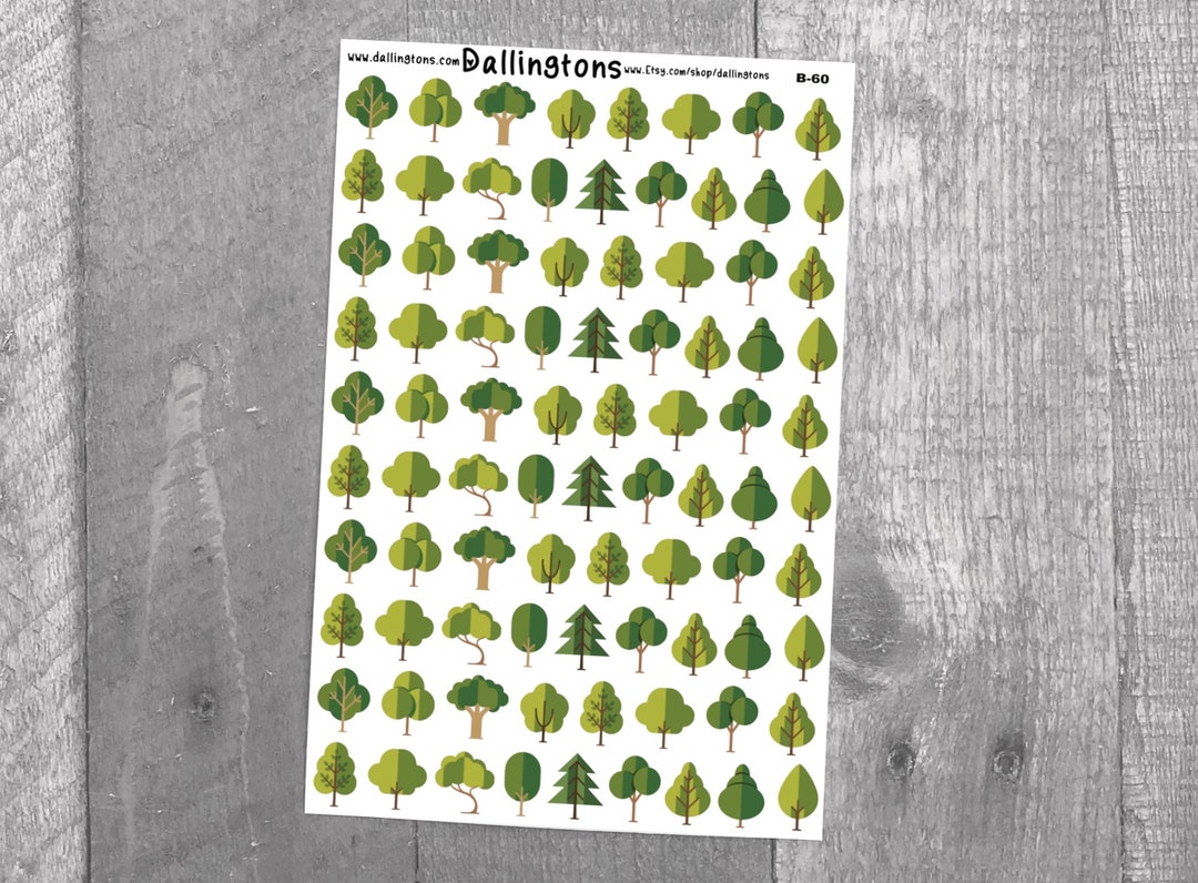 Trees (B-60) - Stickers for Books and Planners, Sticker Sheets, Planner ...