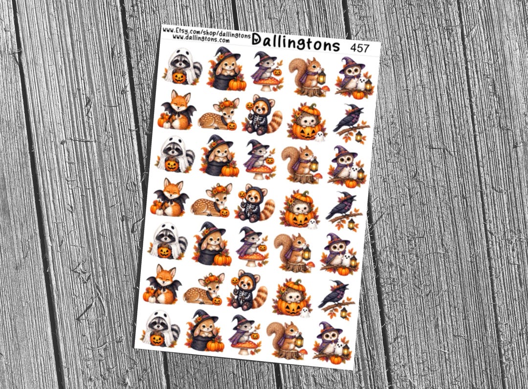 Halloween Animals (#457) Halloween Sticker Sheet, Fall Planner Stickers ...