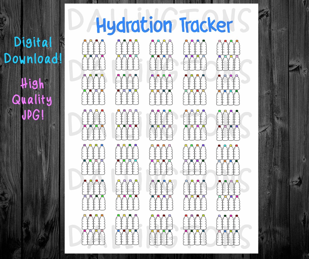 Hydration Tracker Printable Digital Download Water Intake Water Tracker ...