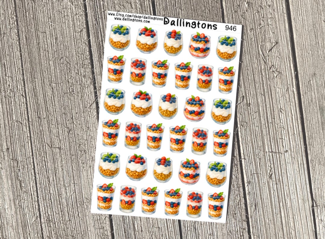 Yogurt Parfaits (#946) - Tiny Stickers for Books and Planners - Etsy