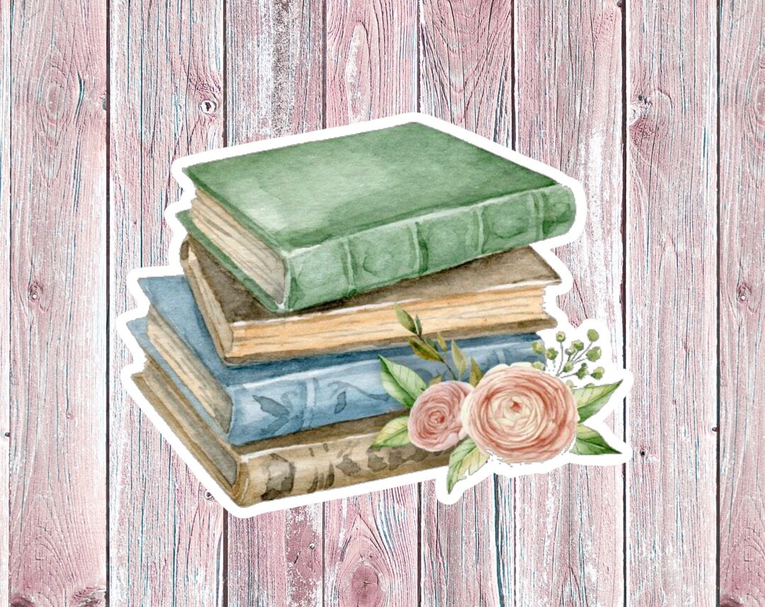 Book Stack (V-2 ) Vinyl Stickers, Waterproof Stickers, Waterbottle ...