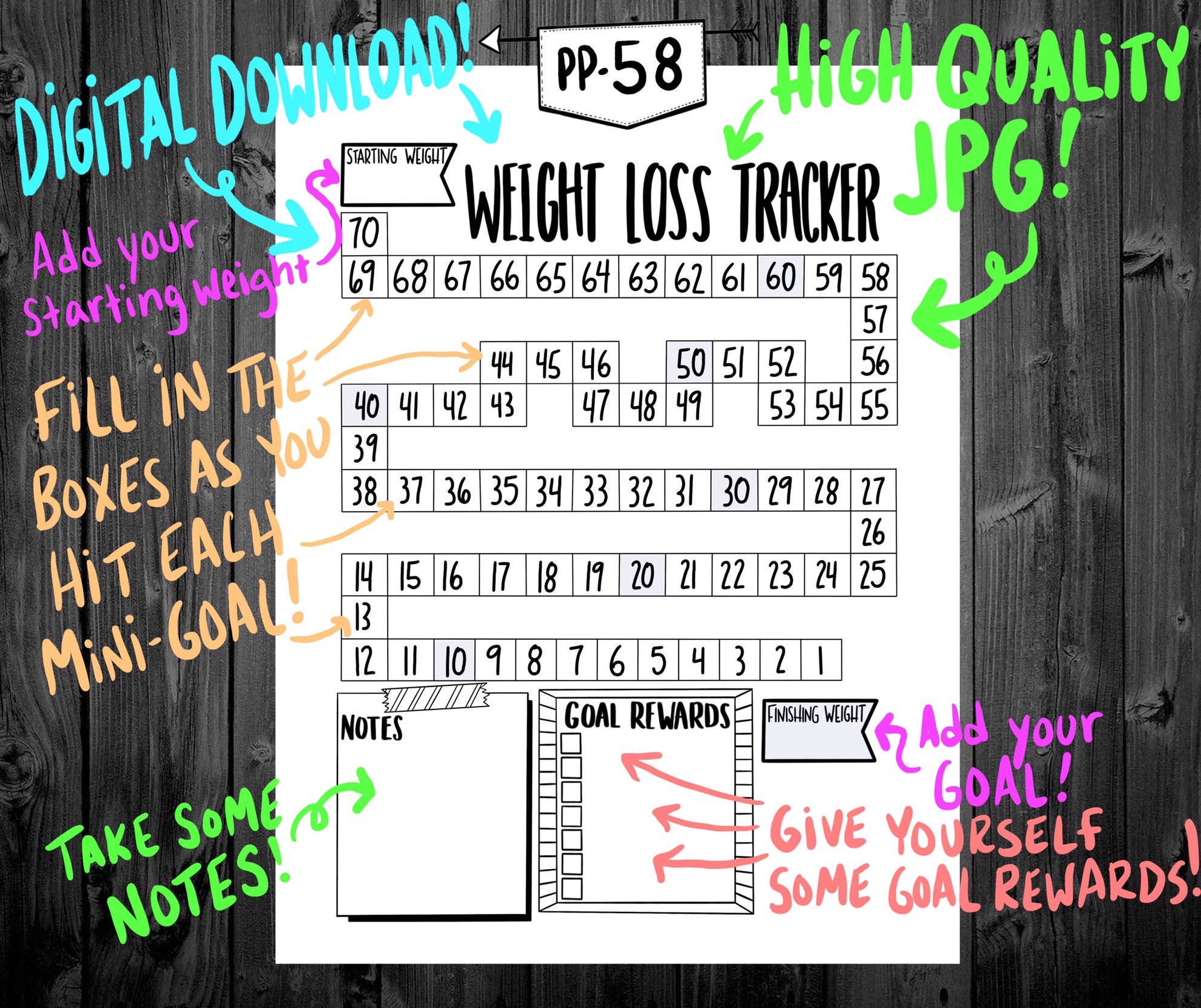 Weight Loss Tracker Coloring Page Weight Loss Weight - Etsy