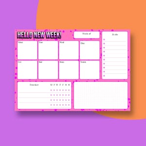 A4 Weekly Desk Planner Pad Hot Pink Bold Magnetic Planner | Weekly ...