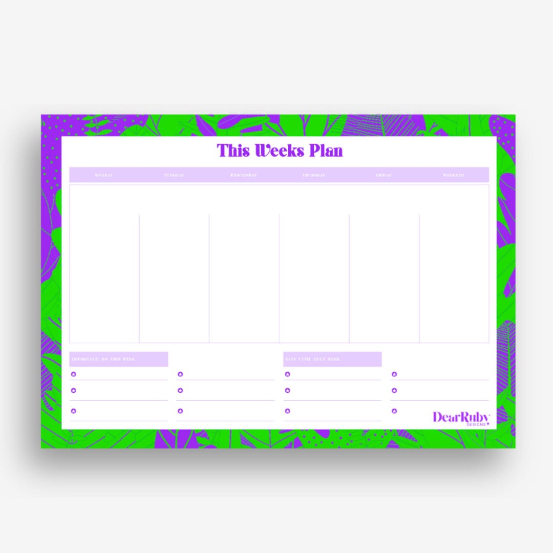 Lilac Jungle A4 Desk Planner | A4 Desk Planner A4 Weekly Desk Planner ...