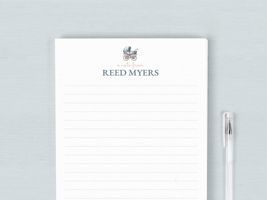 Personalized Blue Baby Carriage Notepad, Personalized Notepad for Kids ...
