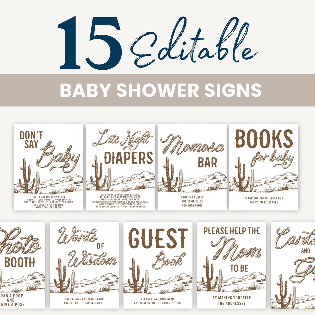 Western Rustic Baby Shower Signs | Little Cowboy Signage | Wild West ...