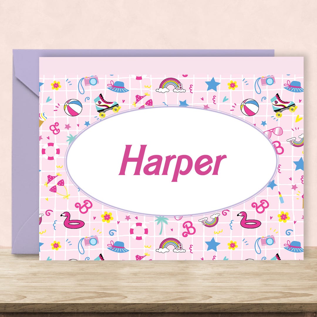 Personalized Barbie Note Card Set | Fashion Girls Note Cards | Pen Pal ...