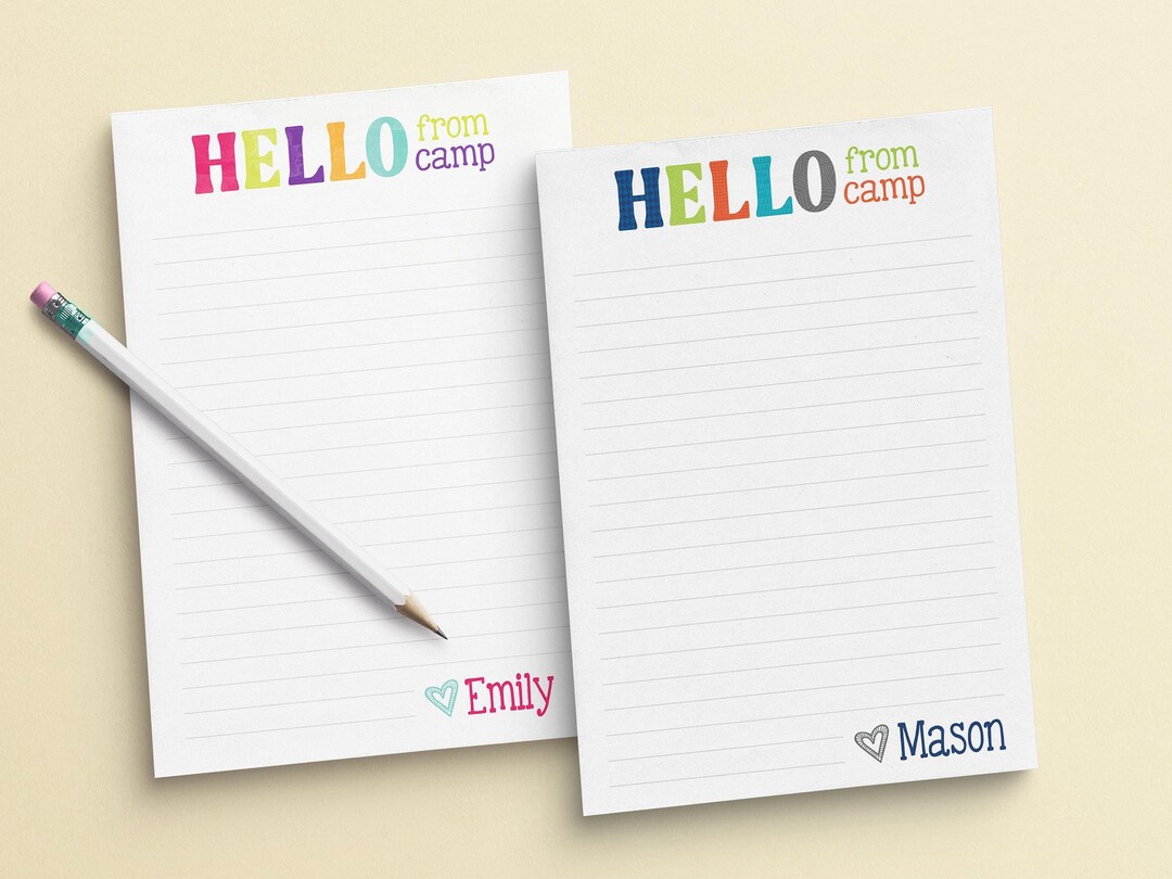 Personalized CAMP Notepad | Kids Notepad | Lined Hello From Camp Memo ...