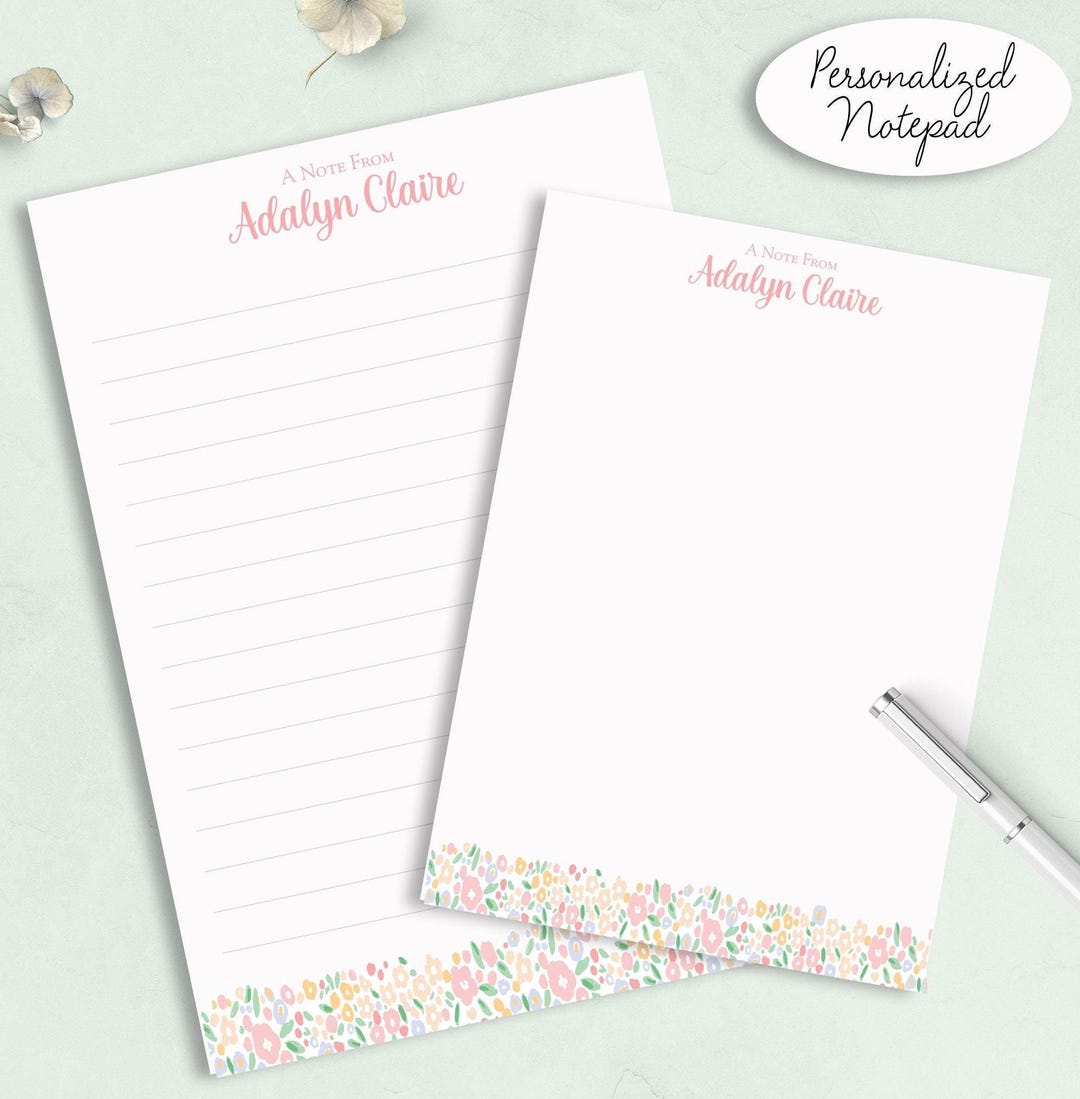 Personalized Daisy Notepad | Watercolor Floral Stationery | Girls ...