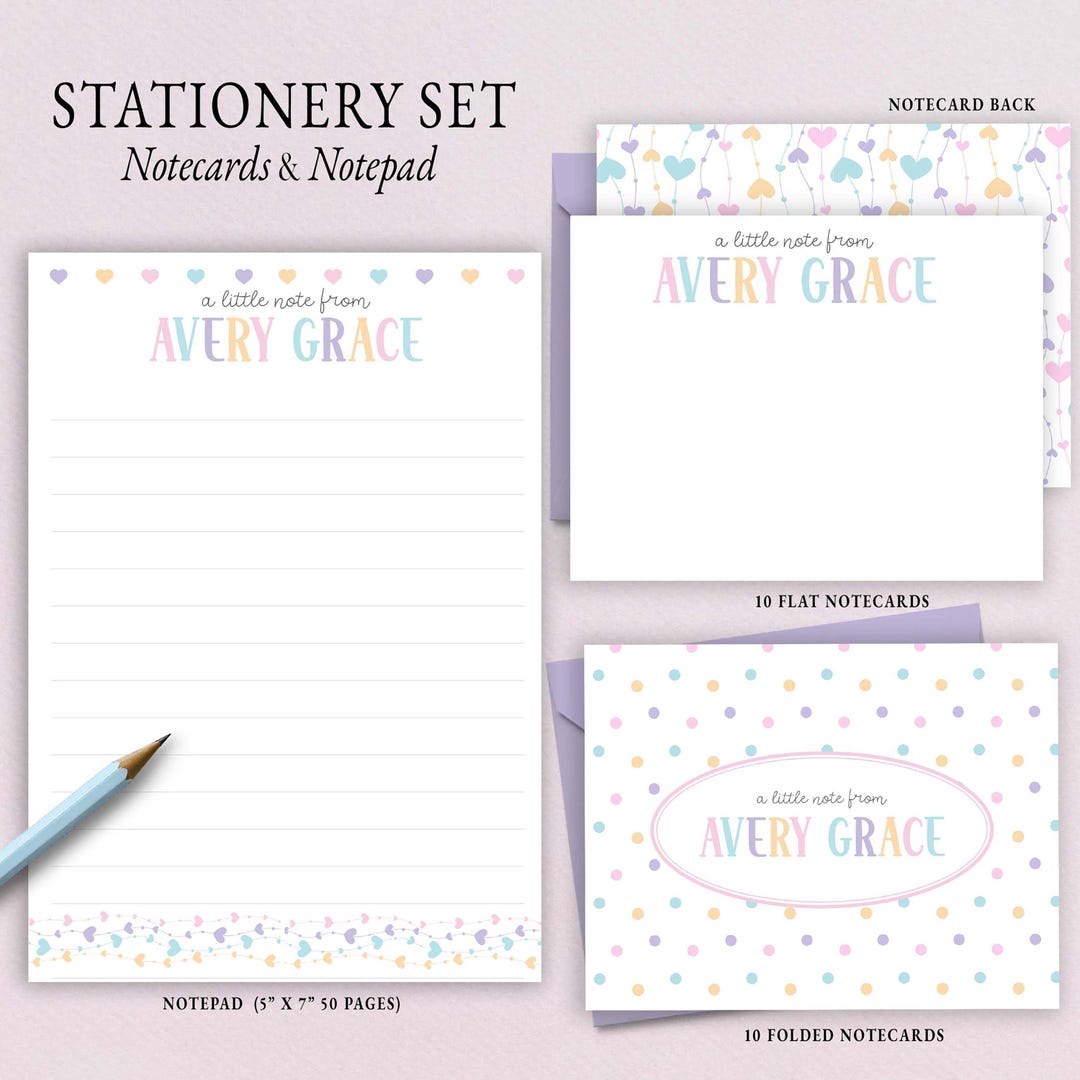 Rainbow Personalized Stationery Set | Kids Letter Writing | Notecard ...