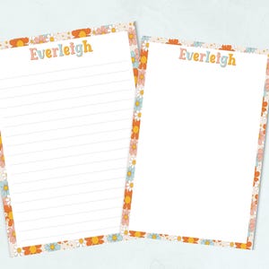 Personalized Retro Notepad | Groovy Flower Stationery | Custom Flower ...