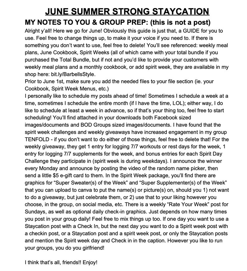 Summer Staycation Challenge Group Guide 30 Days - Etsy