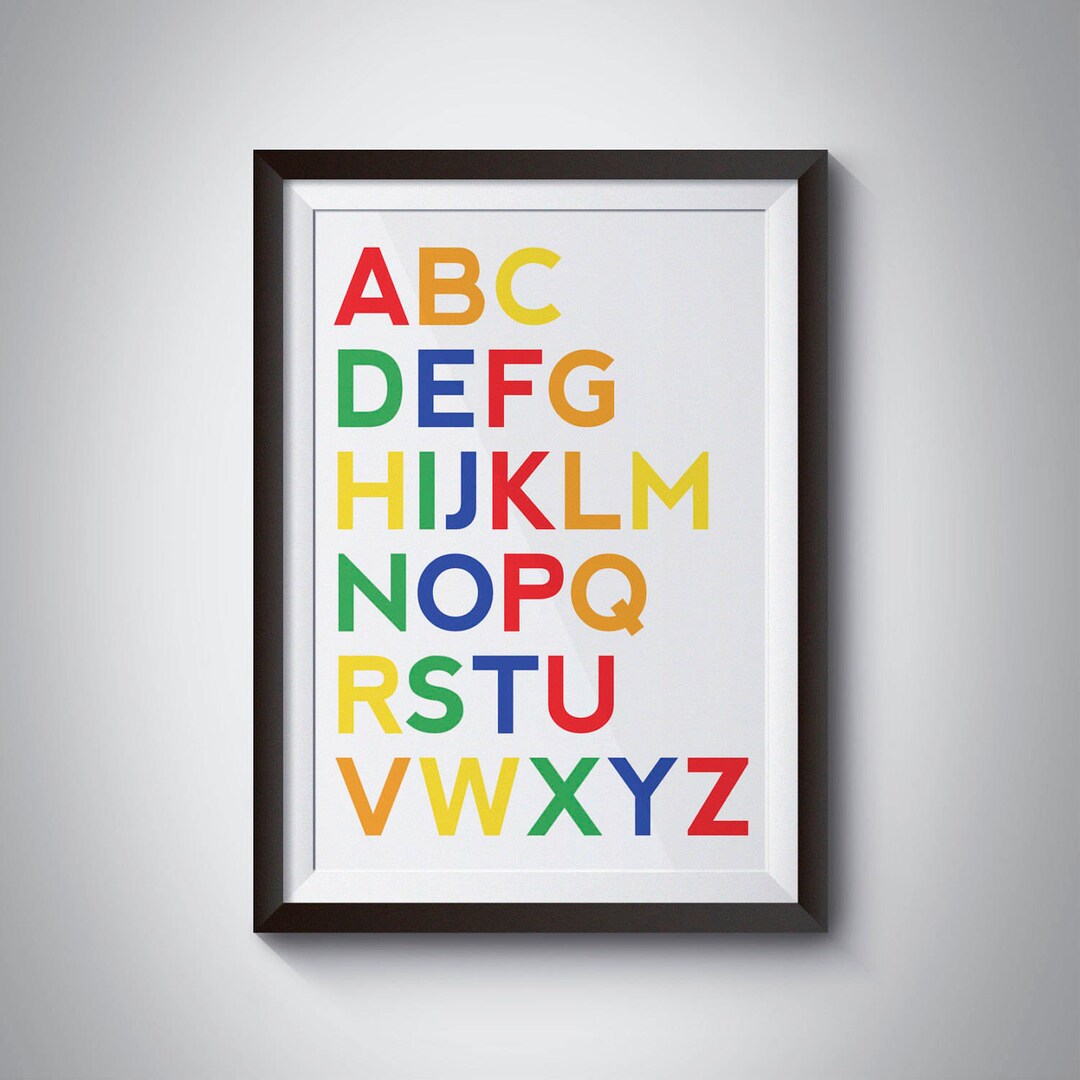 ABC Rainbow Print Nursery Bedroom Wall Art - Etsy