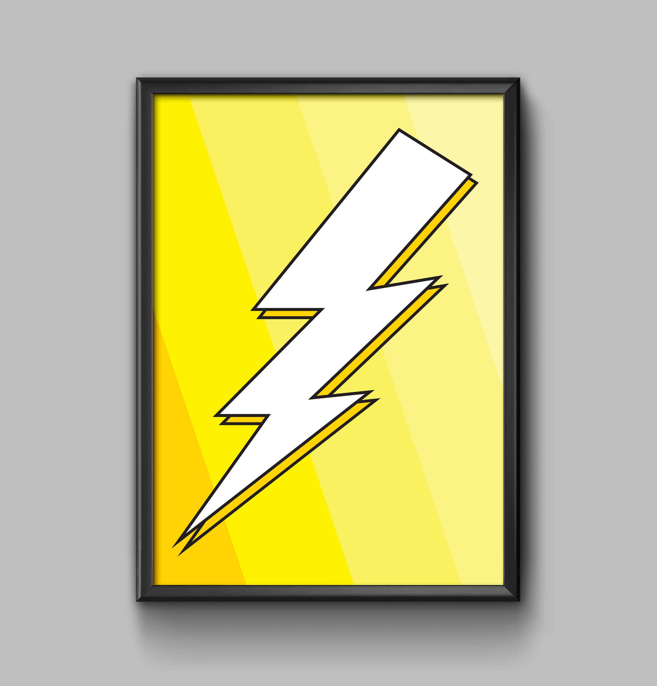 Lightning Bolt Print Yellow Wall Art - Etsy