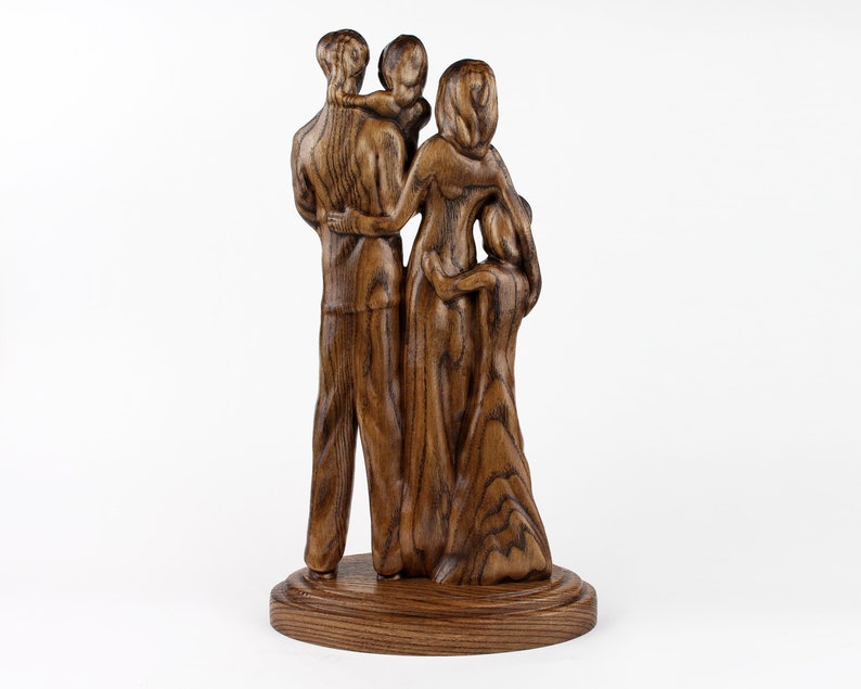 Wooden Family Statue, Custom Figurine, Carved Family Sign, Personalized ...