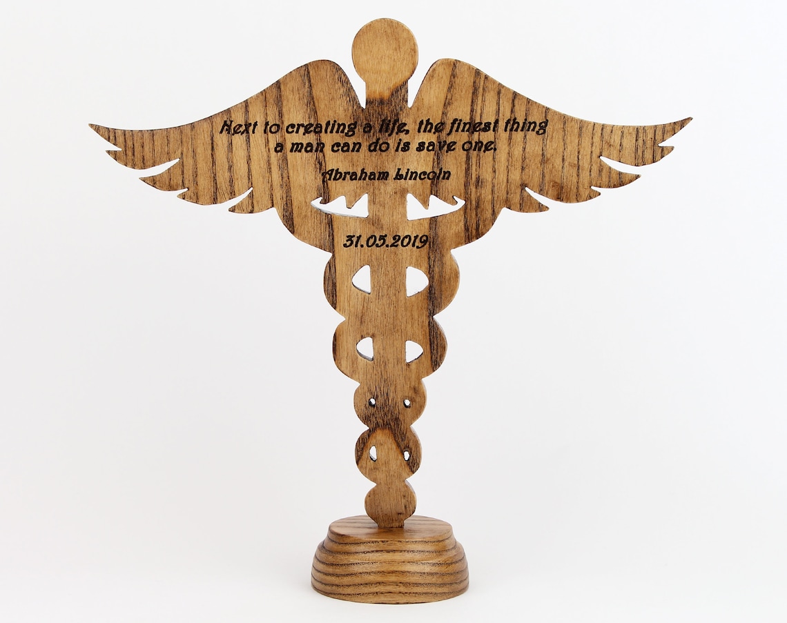 Caduceus Sculpture Medical Symbol Statue Hand Carved Figurines - Etsy
