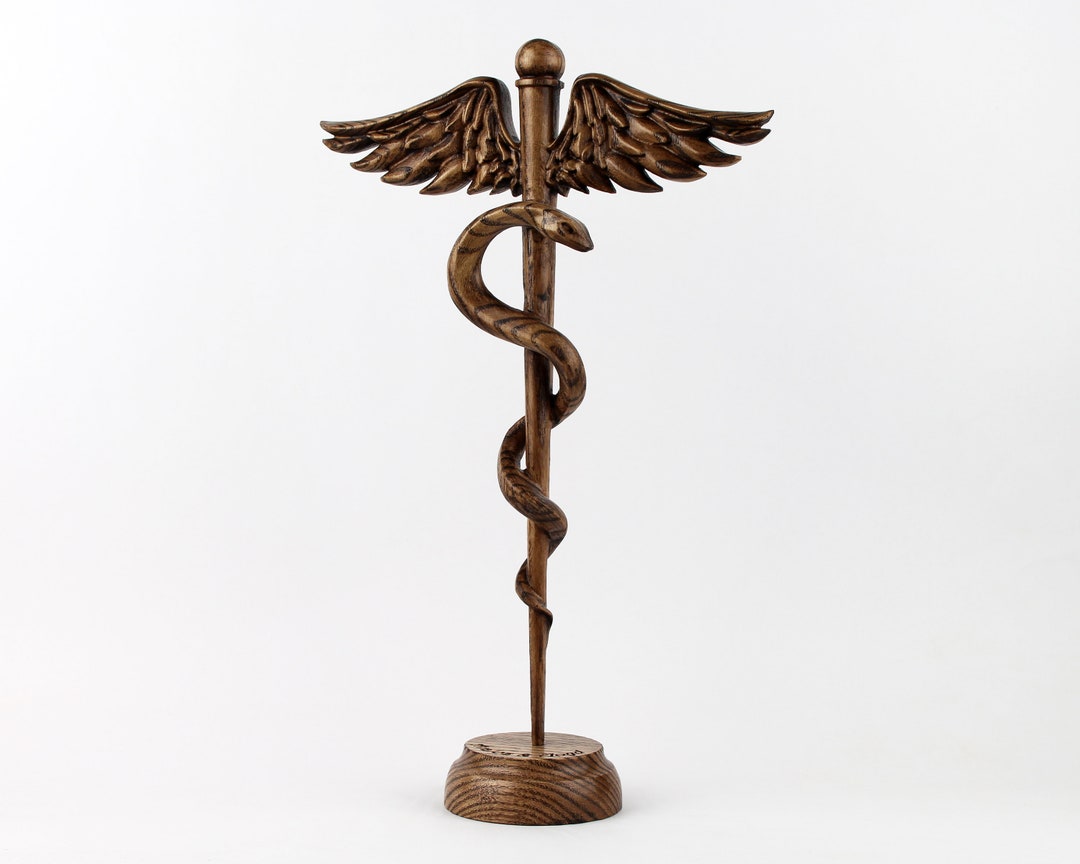 Snake Statue, Medical Collectibles, Rod of Asclepius Art, Carved Snake ...