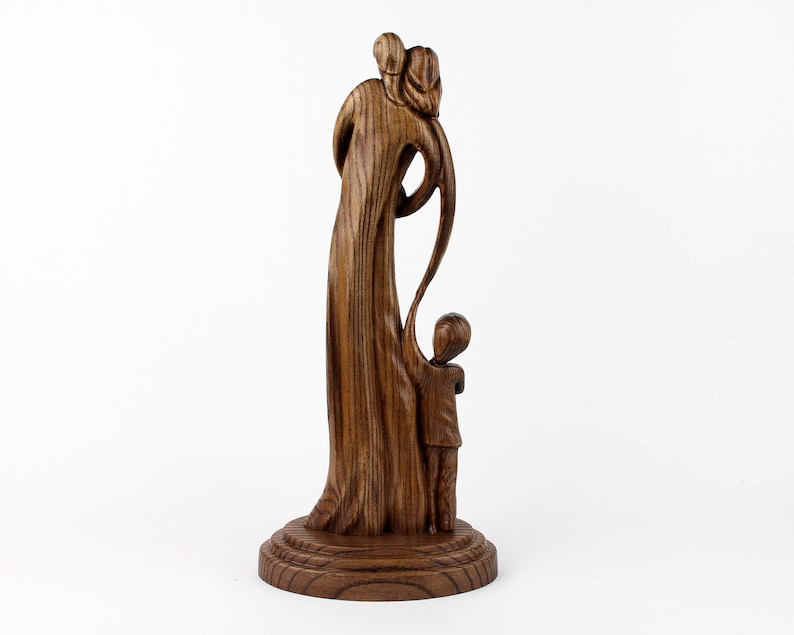 Son and Daughter Mother and Baby Sculpture Wooden Statue | Etsy