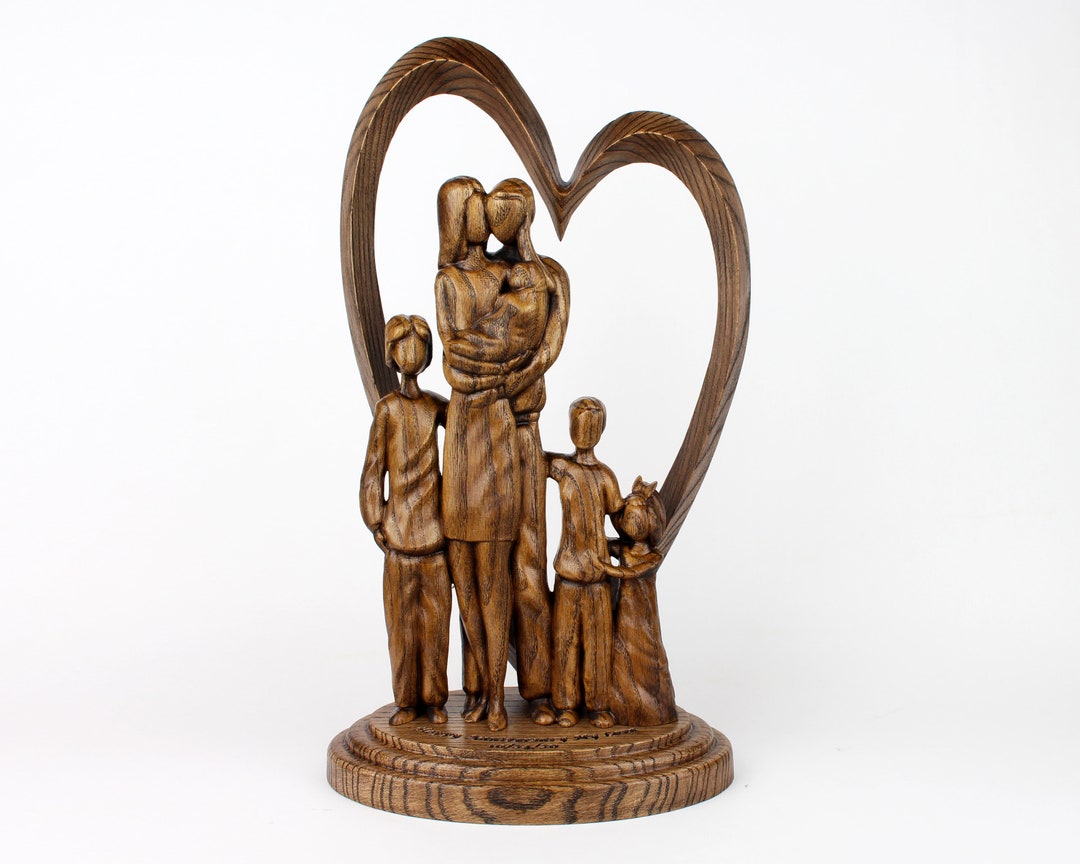 Сustom Family Statue, Wood Hand Carving, Large Family Sign, Wood ...