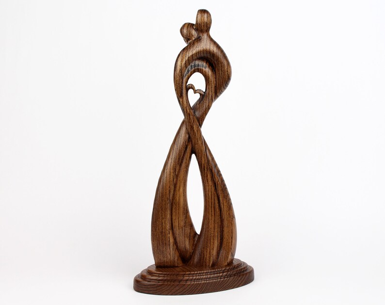 Wooden Hugging couple with Heart Sculpture Personalized Statue | Etsy