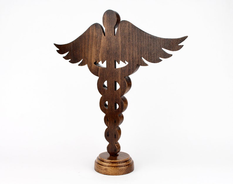 Wooden Carved Medical Symbol Hand Carved Caduceus Sculpture - Etsy
