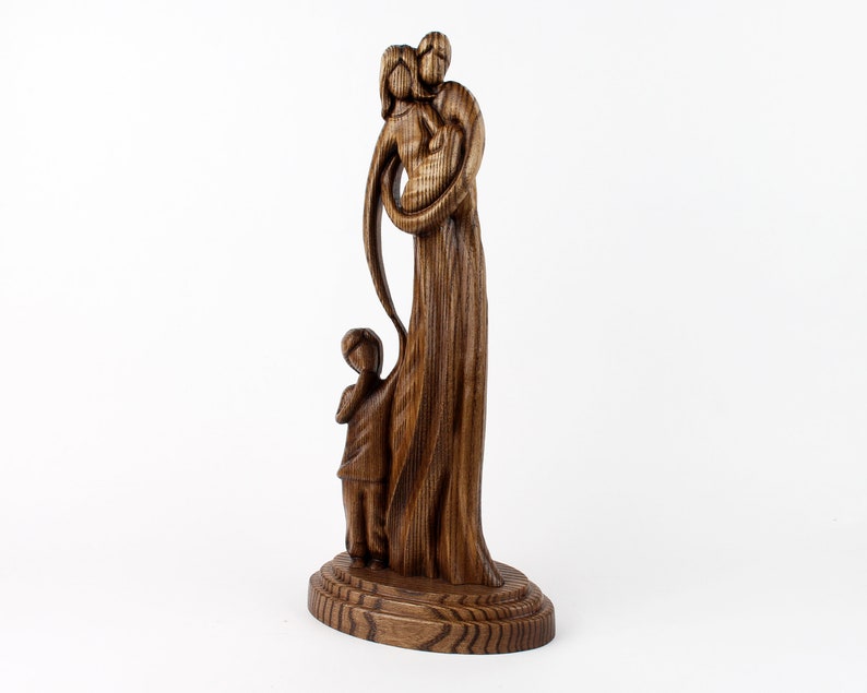 Son and Daughter Mother and Baby Sculpture Wooden Statue - Etsy