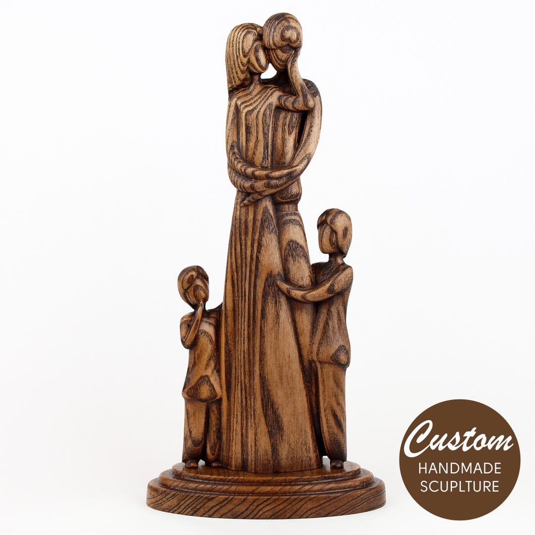 Wooden Sculpture Family, Family Gifts Ideas, Family Sculpture ...