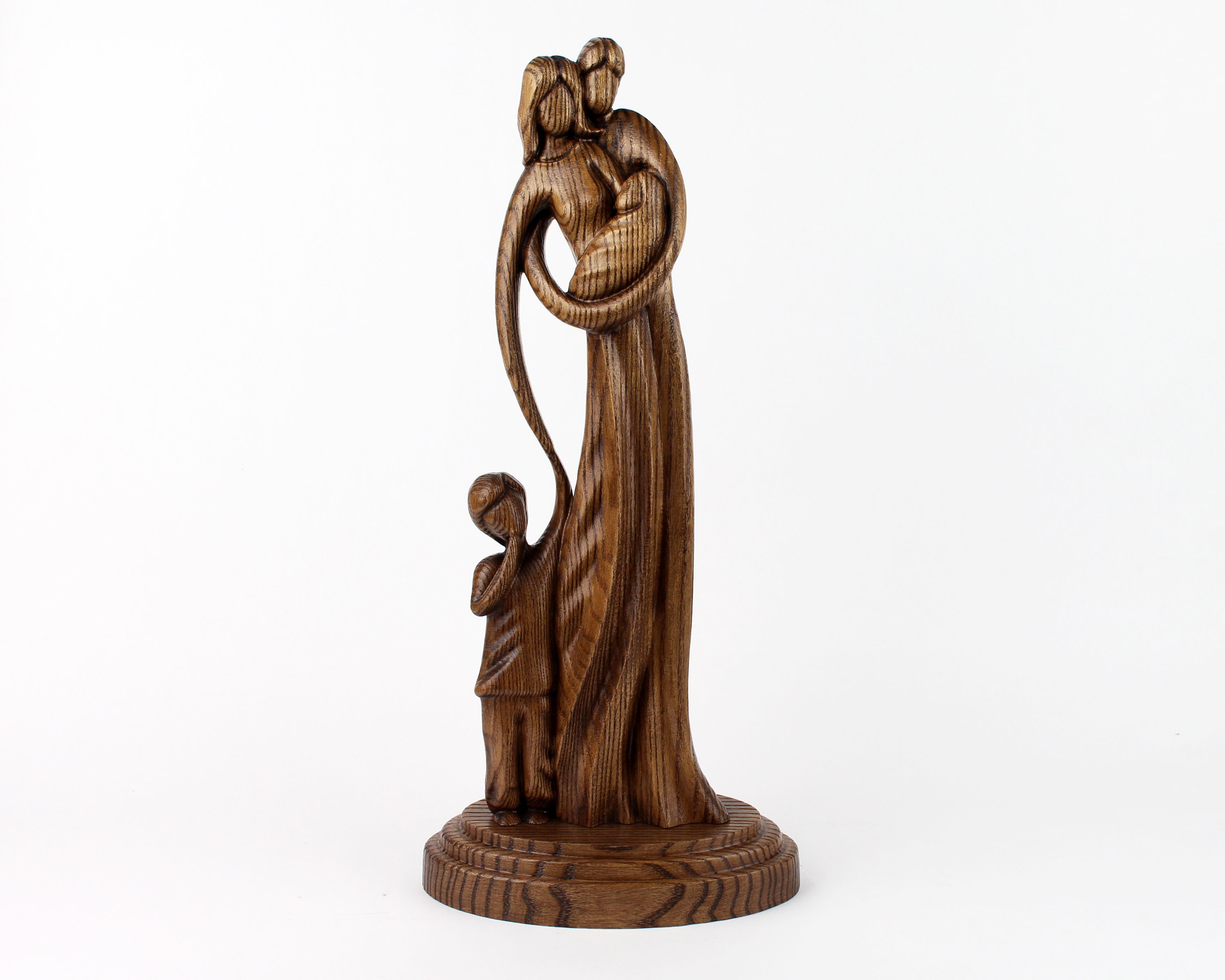 Son and Daughter Mother and Baby Sculpture Wooden Statue | Etsy