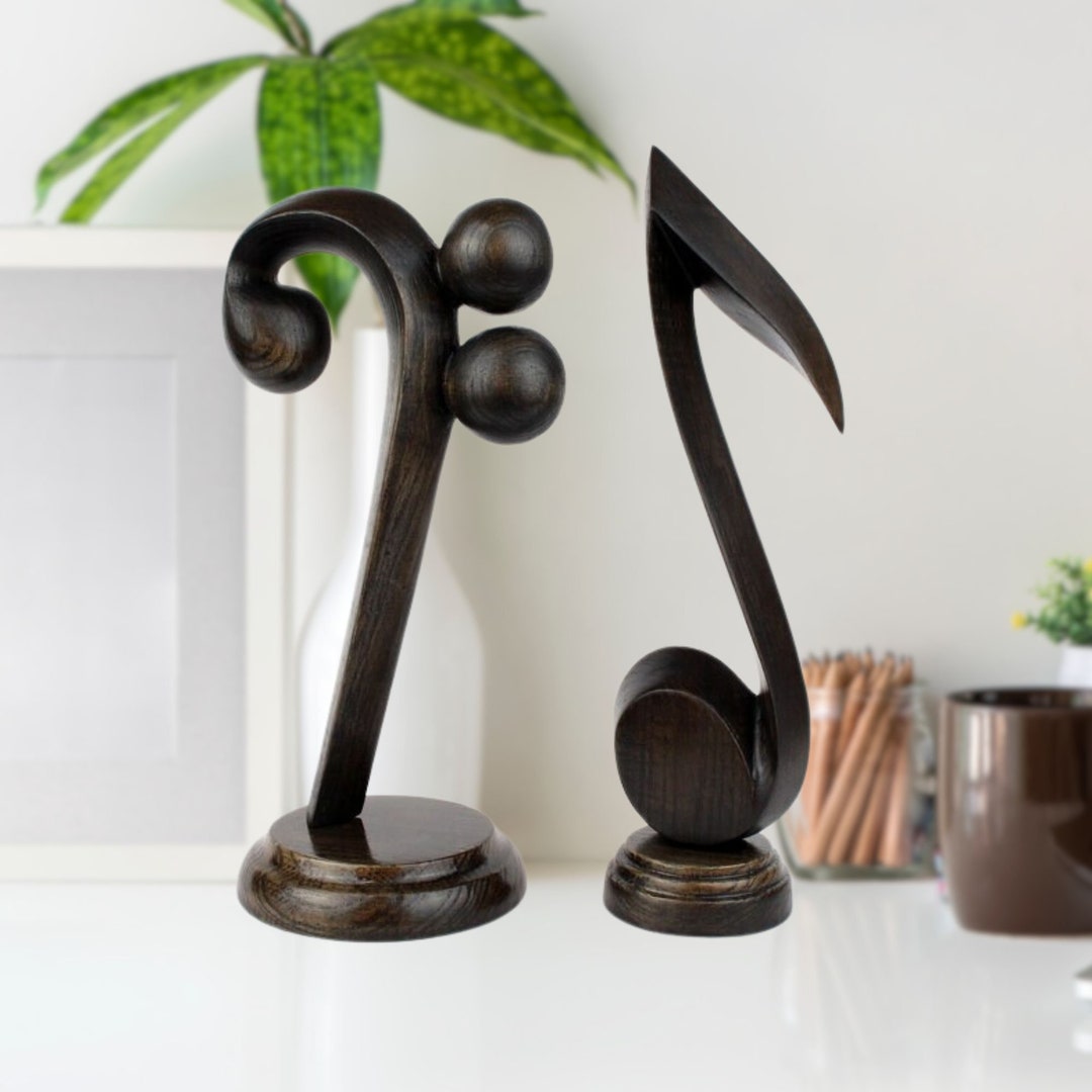 Set Clef and Note Wood Sculpture, Wood Carving, Music Teacher Gift ...