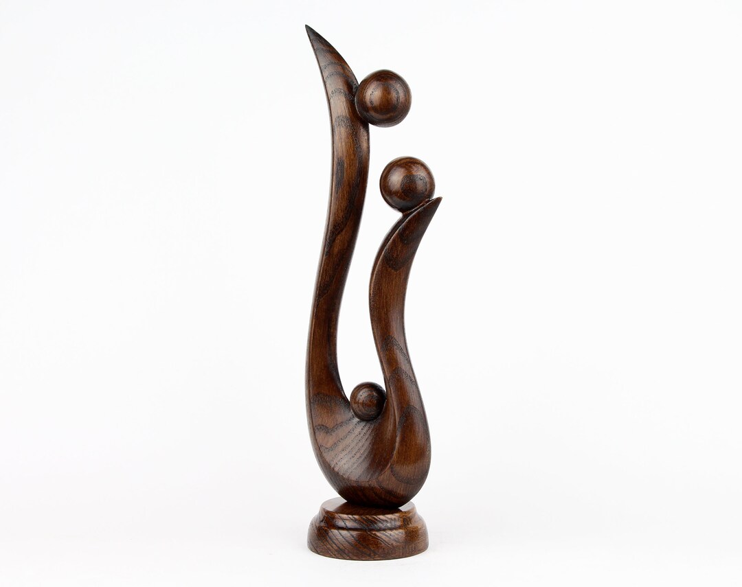 Abstract Family Statue, Wood Hand Carving, Couple Wooden Sign, Wood ...