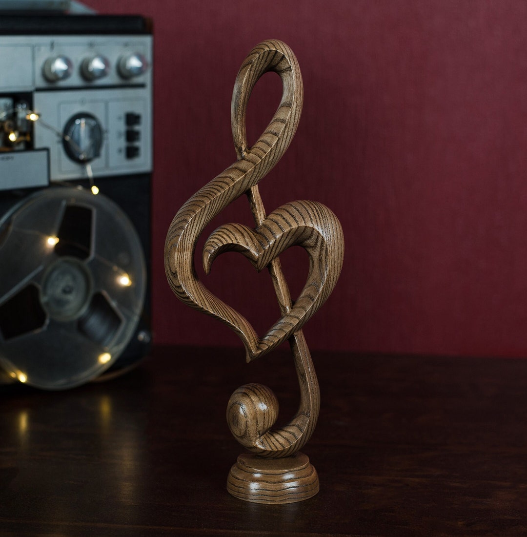 Treble Clef With Heart, Wood Carving Reclaimed Wood Art, Custom ...