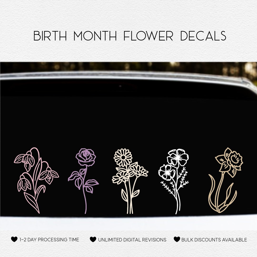 Birth Month Flower Vinyl Decal Stickers | Birth Flower Stickers ...