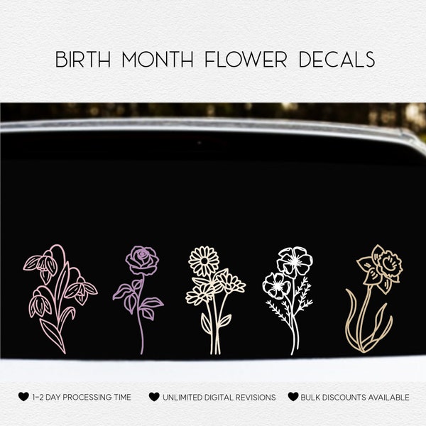 Vinyl Birth Flower Stickers - Etsy