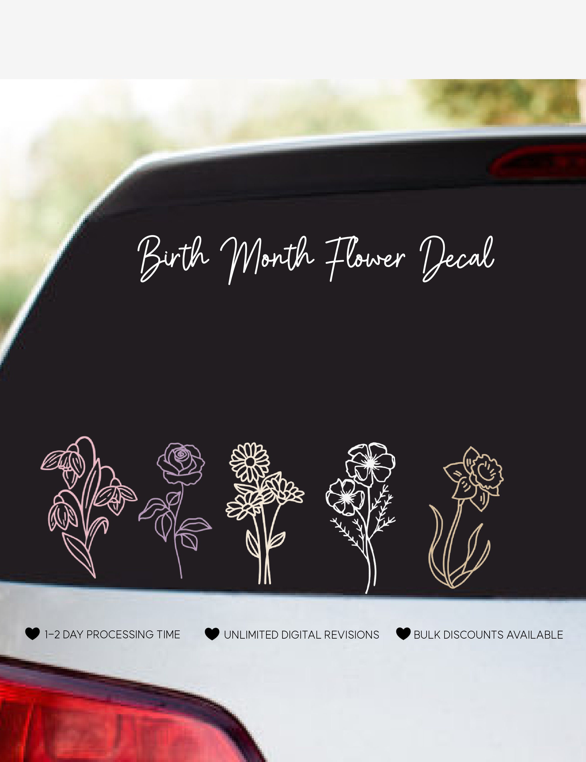 Birth Month Flower Vinyl Decal Stickers / Birthday Flower - Etsy