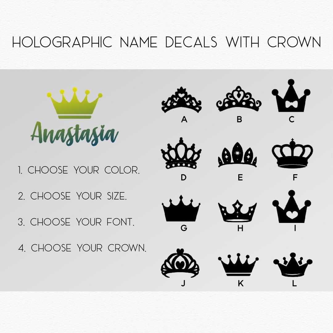 Holographic Name Stickers With Crown Holographic Queen and King Crown ...