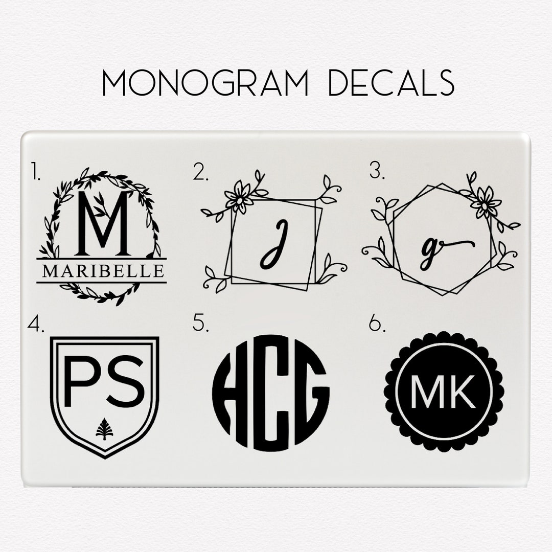 Personalized Monogram Name Decal Stickers | Monogram Initial Decals - Etsy