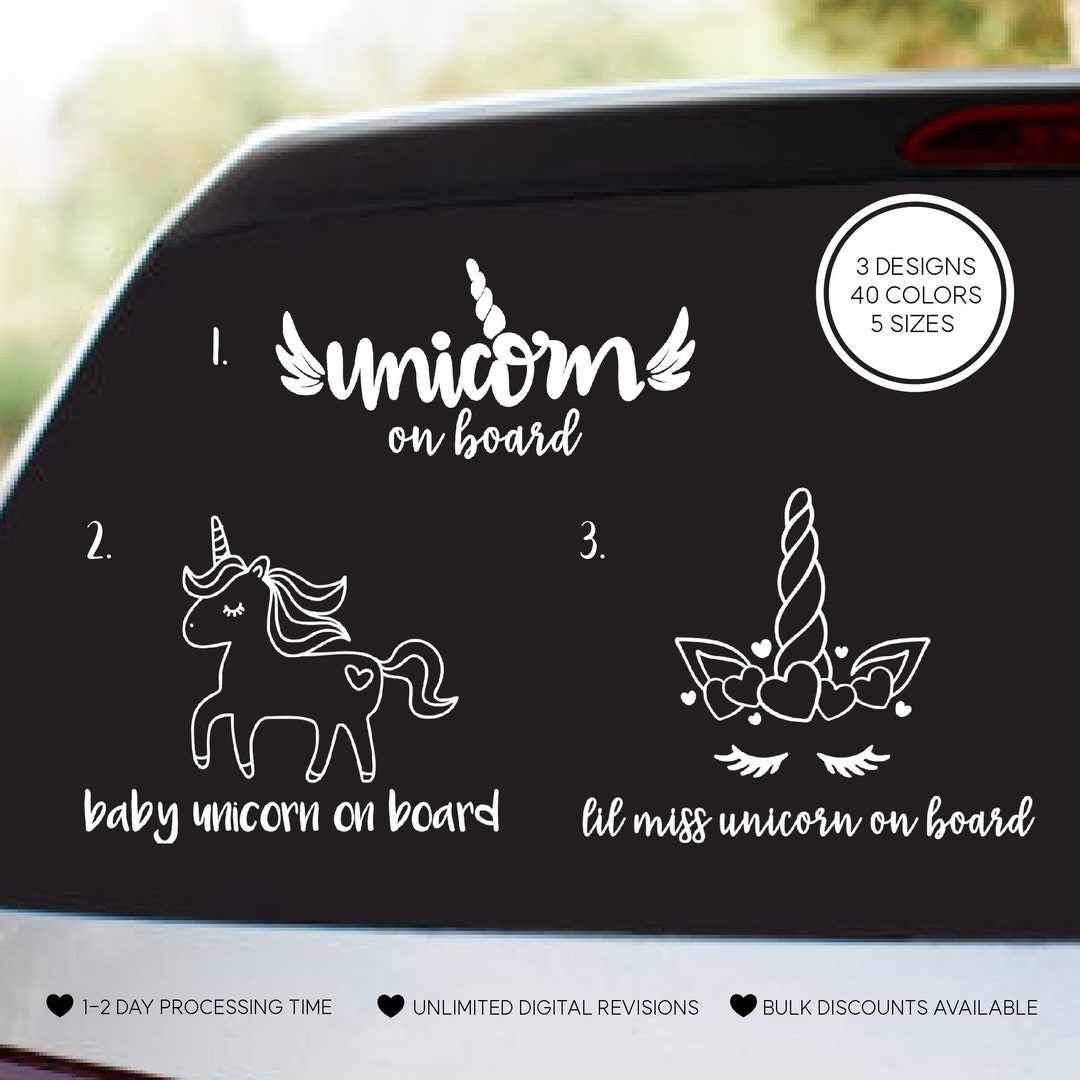 Custom Unicorn on Board Car Stickers / Little Unicorn on Board ...